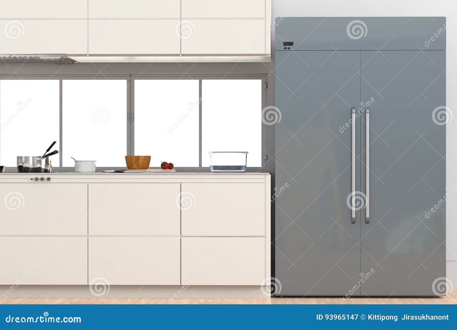 Fridge with Side by Side Doors in Kitchen Stock Illustration ...
