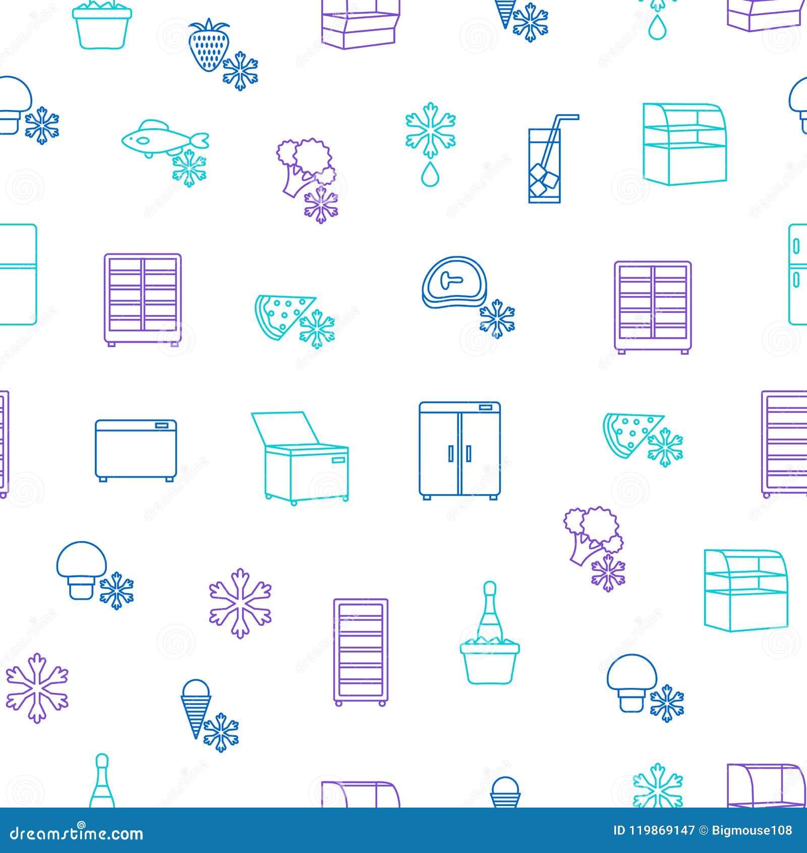 Fridge Thin Line Seamless Pattern Background. Vector Stock Vector ...