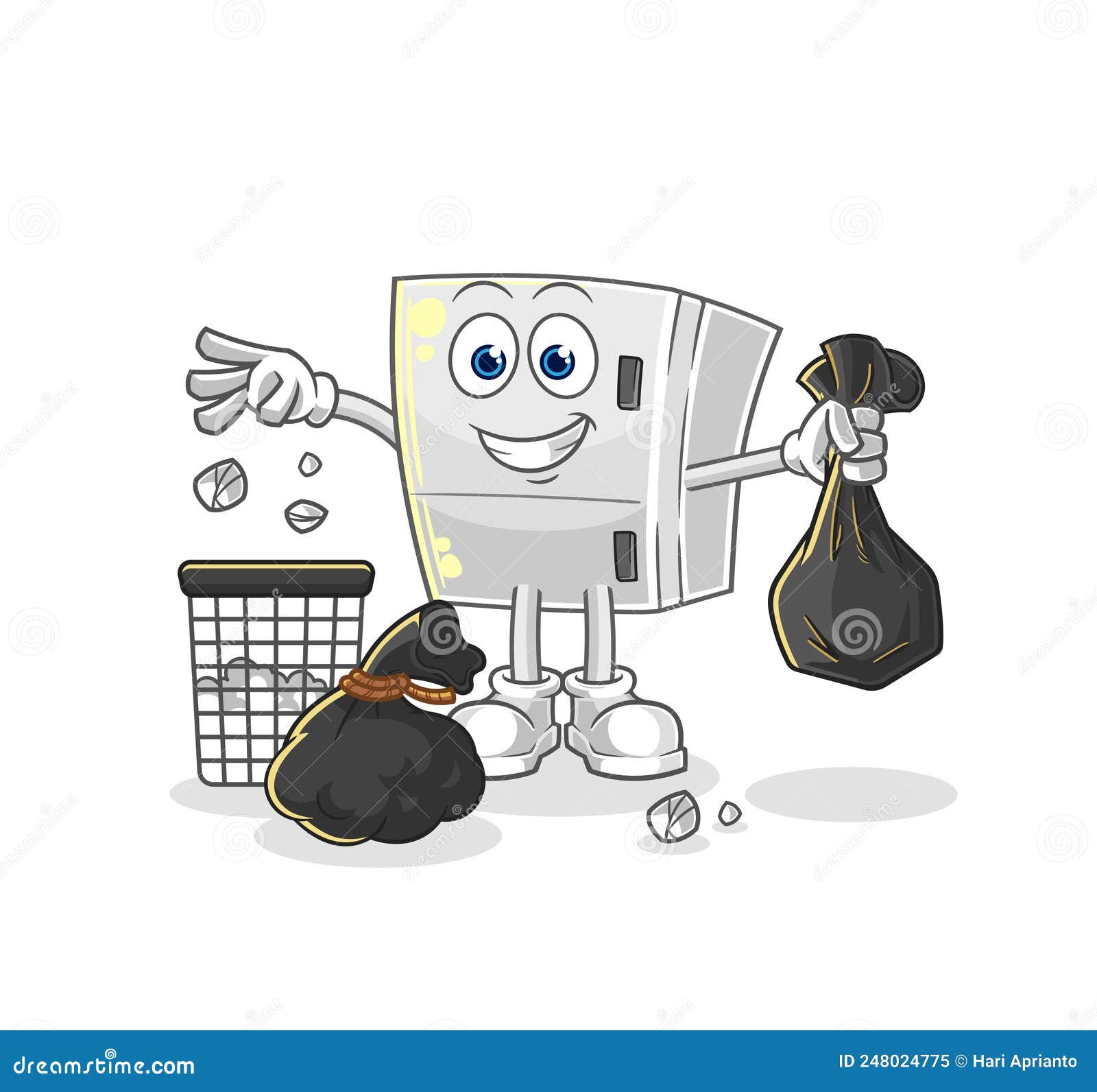 Fridge Throw Garbage Mascot. Cartoon Vector Stock Vector - Illustration ...