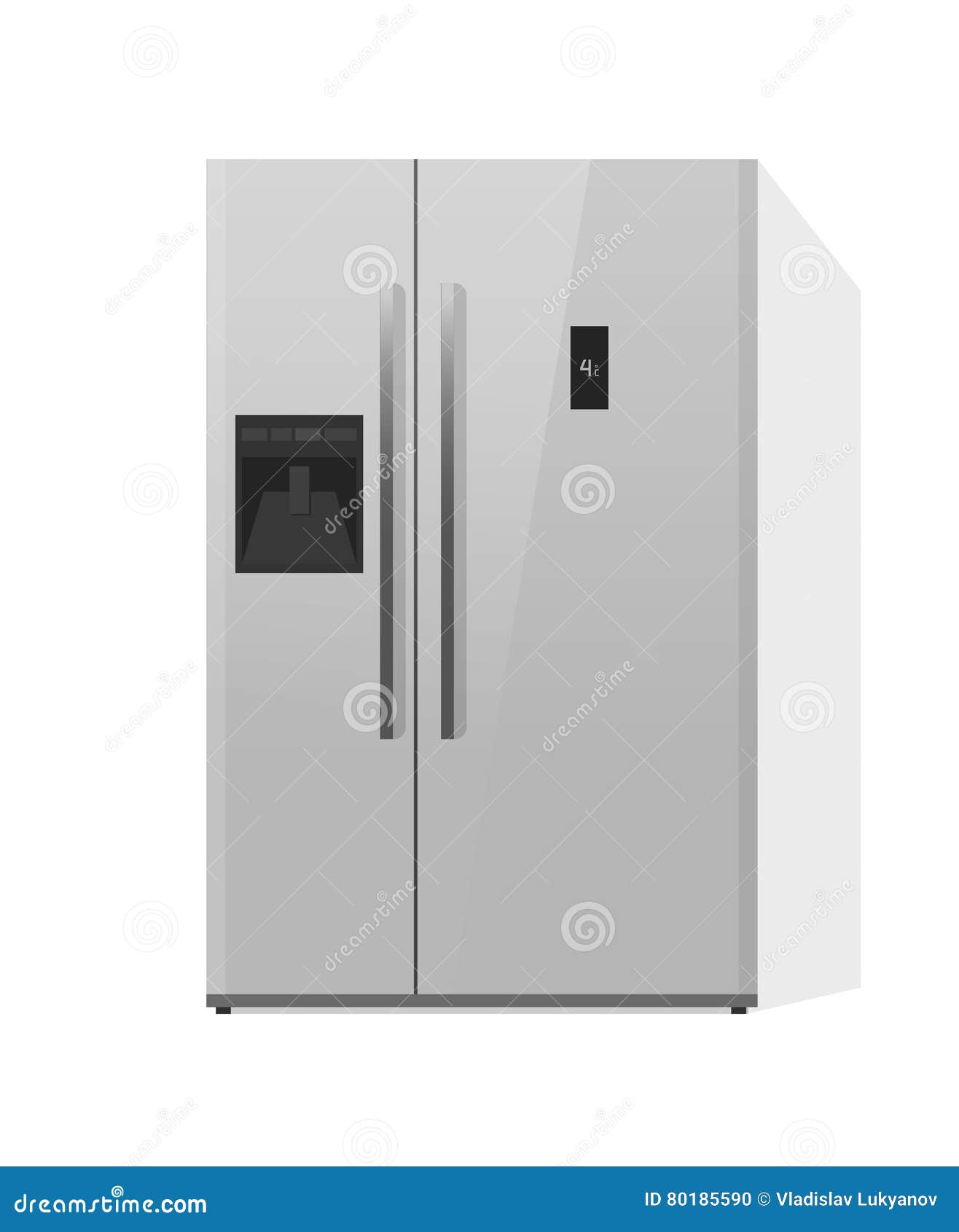 Fridge Vector Illustration , Doors Refrigerator, Kitchen Freezer Stock ...