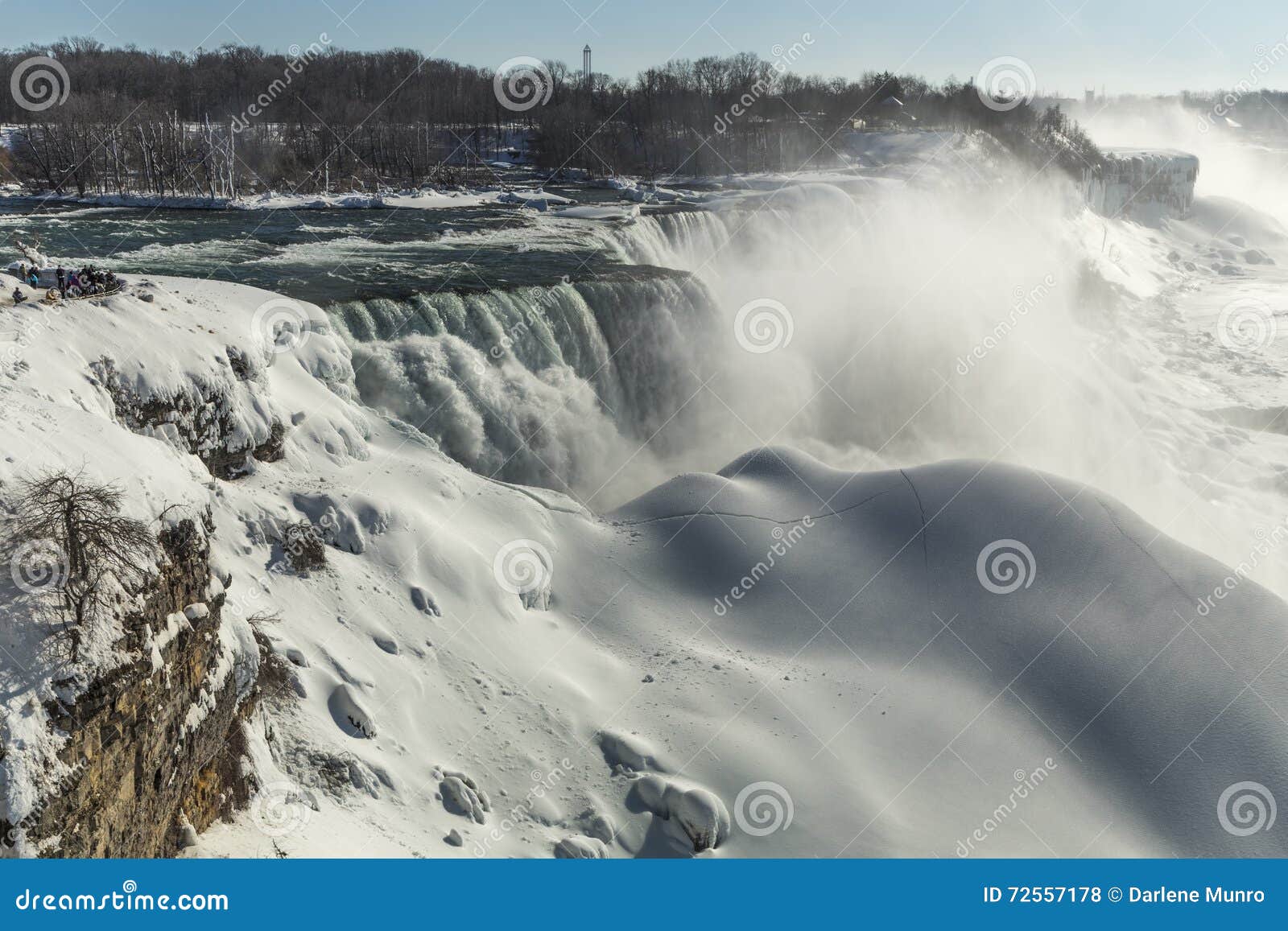 Fridgid American Niagara Fall in Winter with Glacier Formations Stock ...
