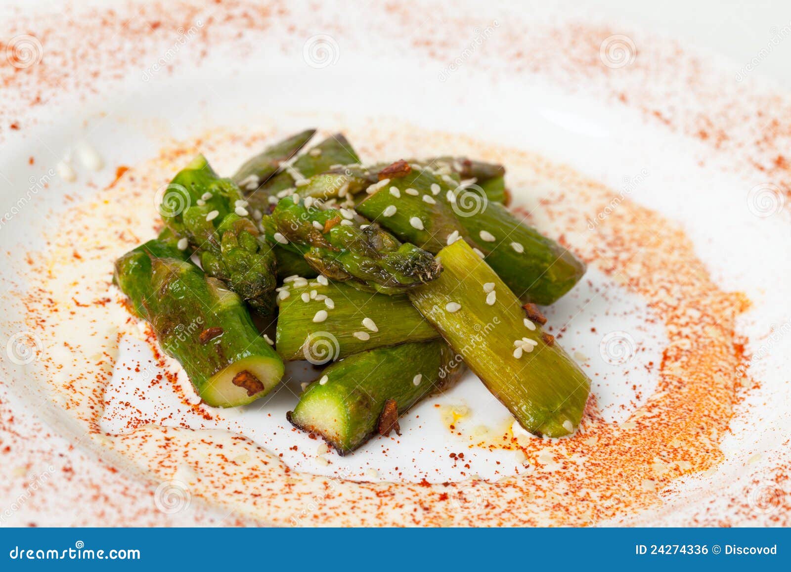 Fried Asparagus on White Plate Stock Photo - Image of closeup, fried ...