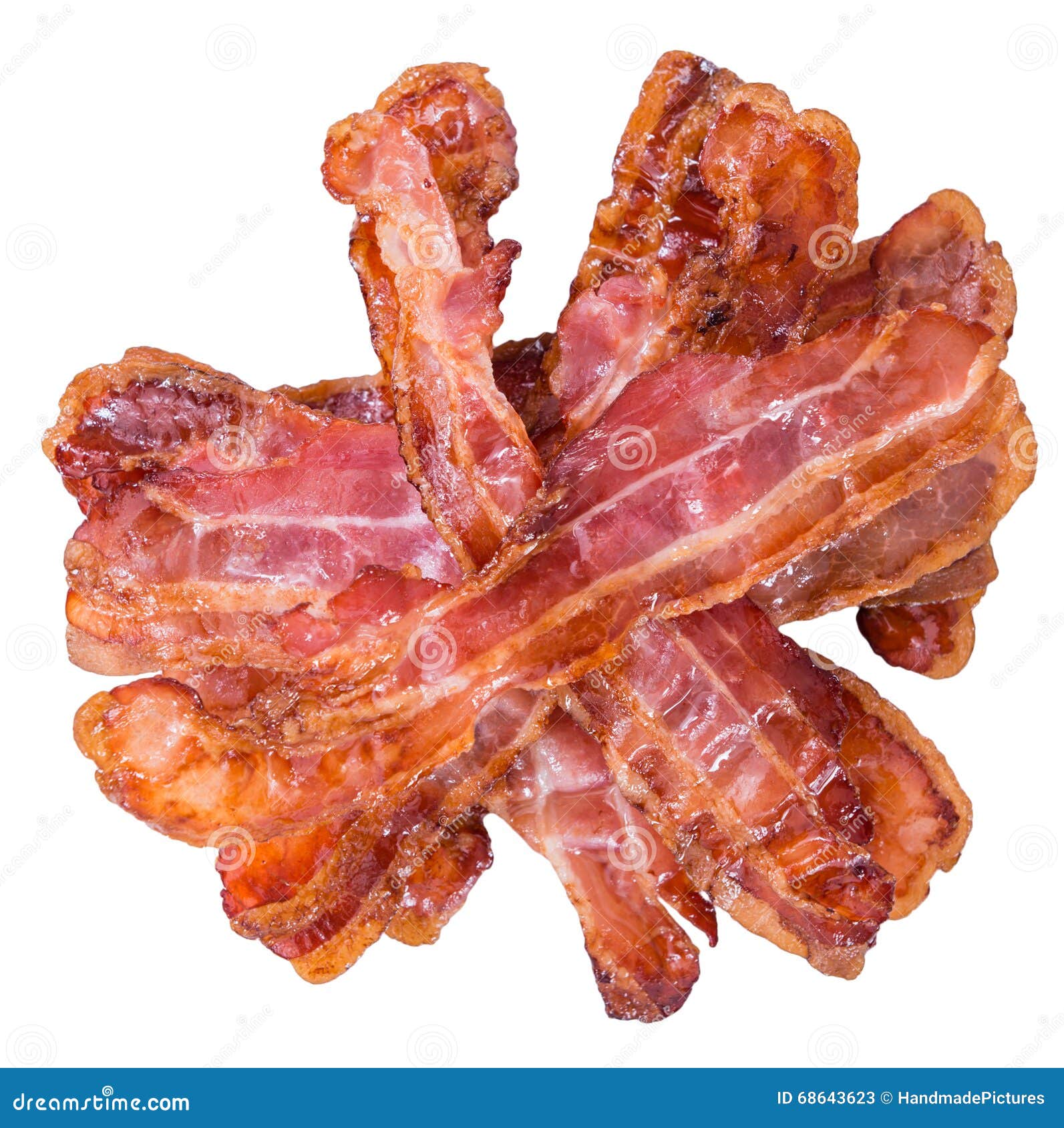 Fried Bacon Isolated on White Stock Image - Image of cooked, ingredient ...