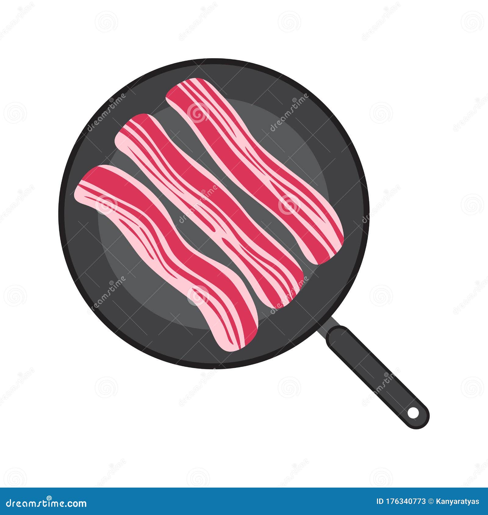Fried Bacon On Pan Cartoon Vector Illustration. Flat Crispy Bacon ...