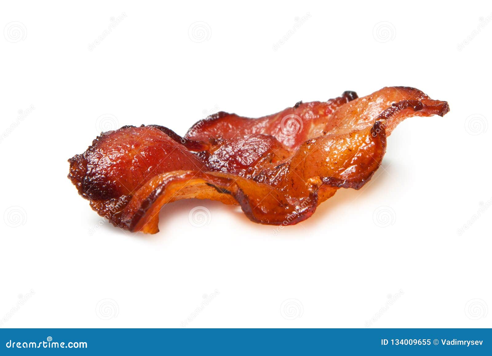 Fried Bacon Rashers Isolated on White Background Stock Image - Image of ...
