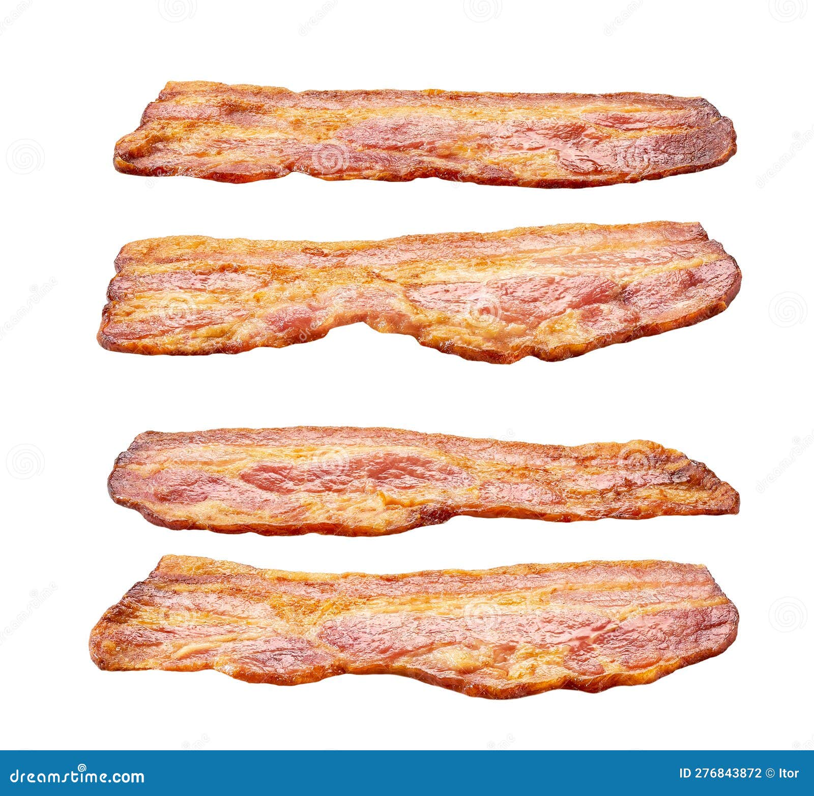 Fried Bacon Rashers Isolated on White Background. Bacon Isolated on ...