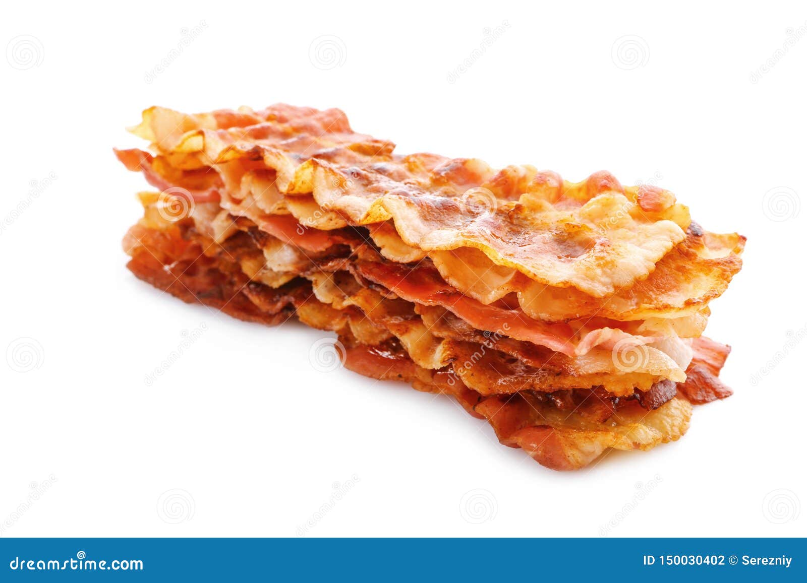 Fried Bacon Rashers on White Background Stock Photo - Image of ...