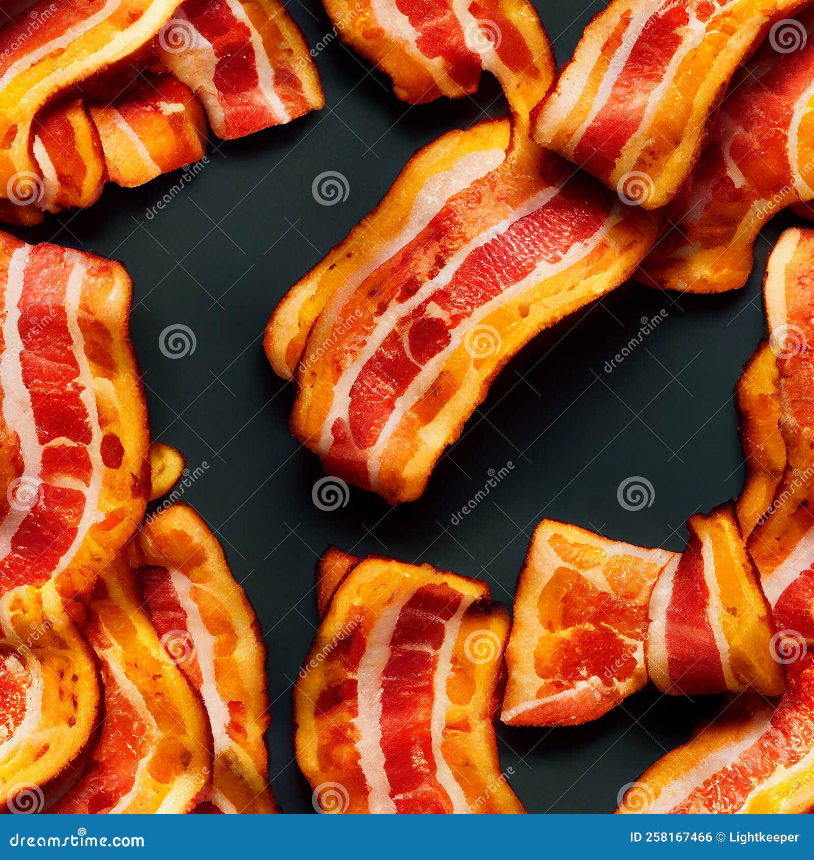 Fried Bacon Slices Seamless Pattern - Tileable Background Stock ...