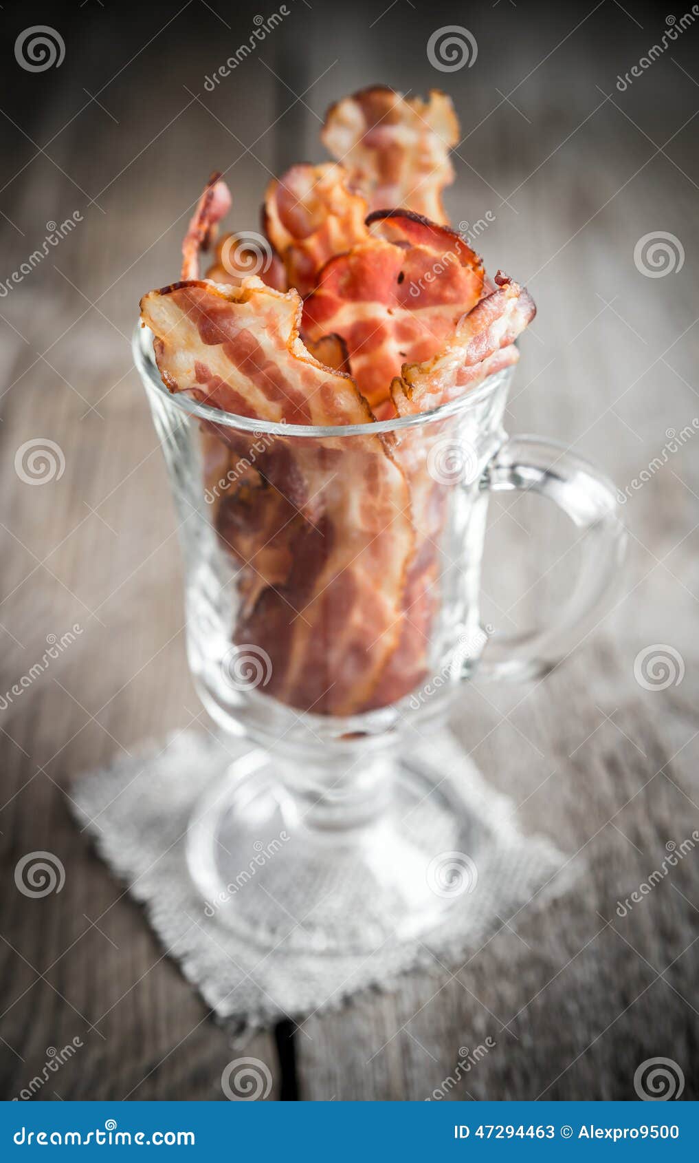 Fried Bacon Strips in the Glass Stock Image - Image of fresh, rashers ...