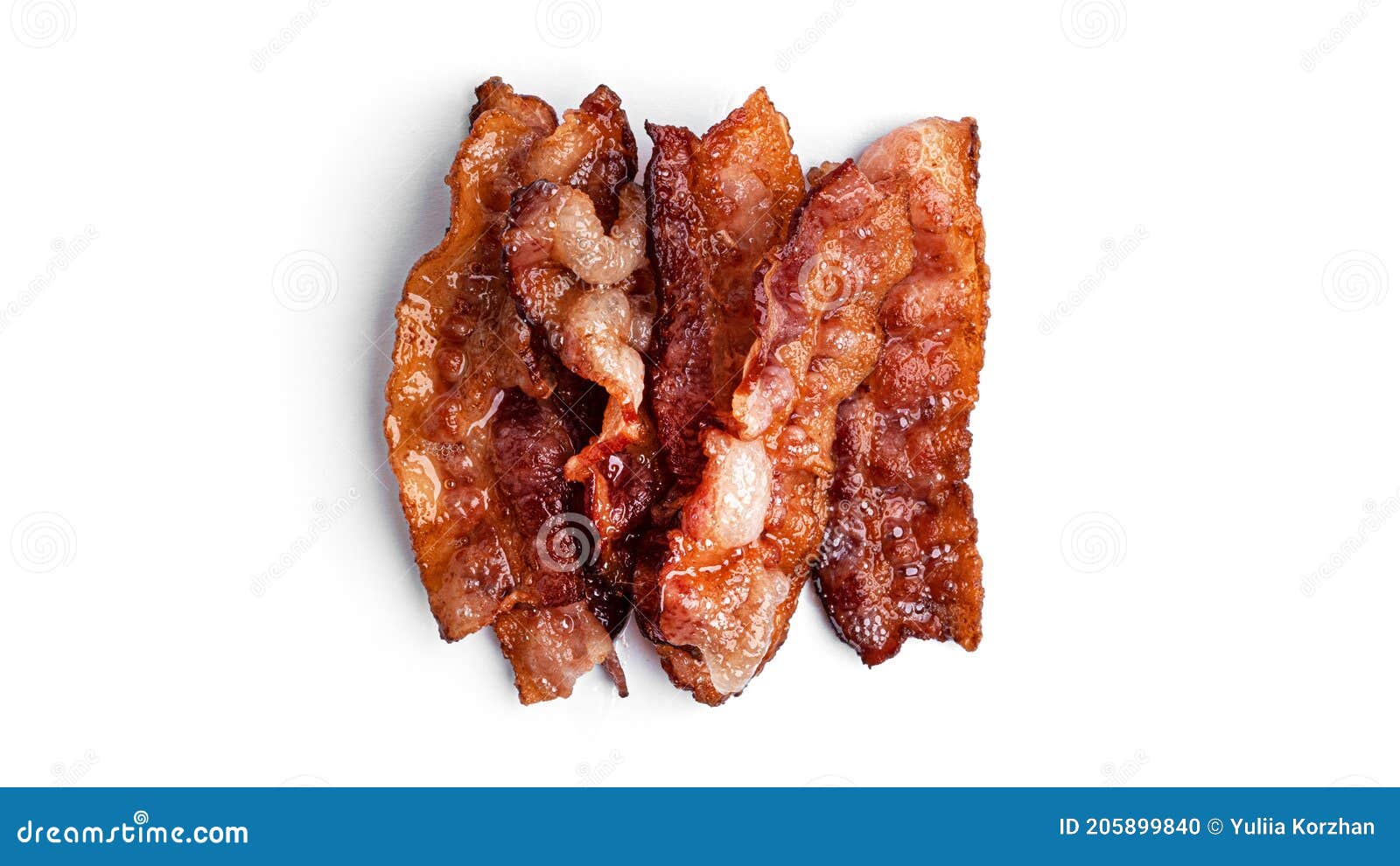 Fried Bacon on a White Background Stock Photo - Image of cooking, fried ...