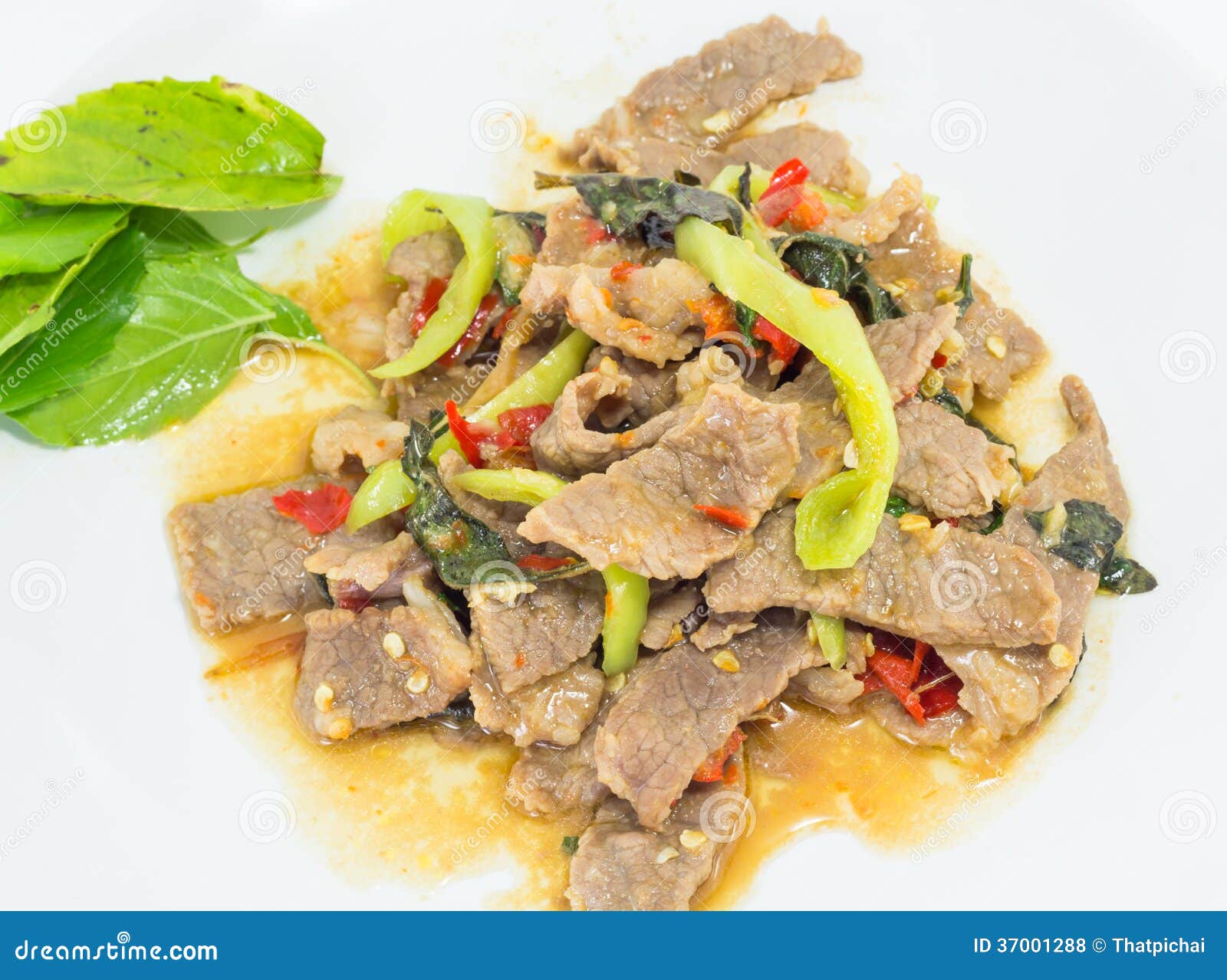 Fried Basil Leave with Meat Stock Photo - Image of holy, yummy: 37001288