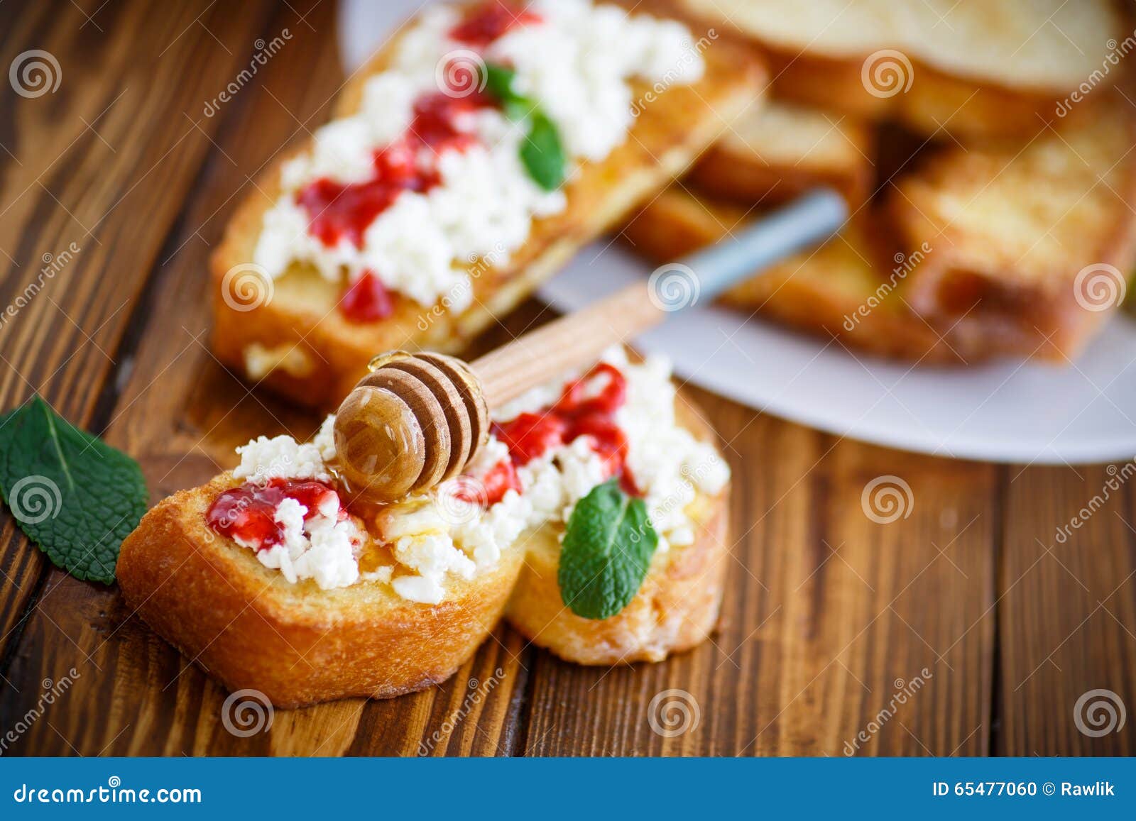 Fried in Batter Toast with Cream Cheese and Jam Stock Photo - Image of ...