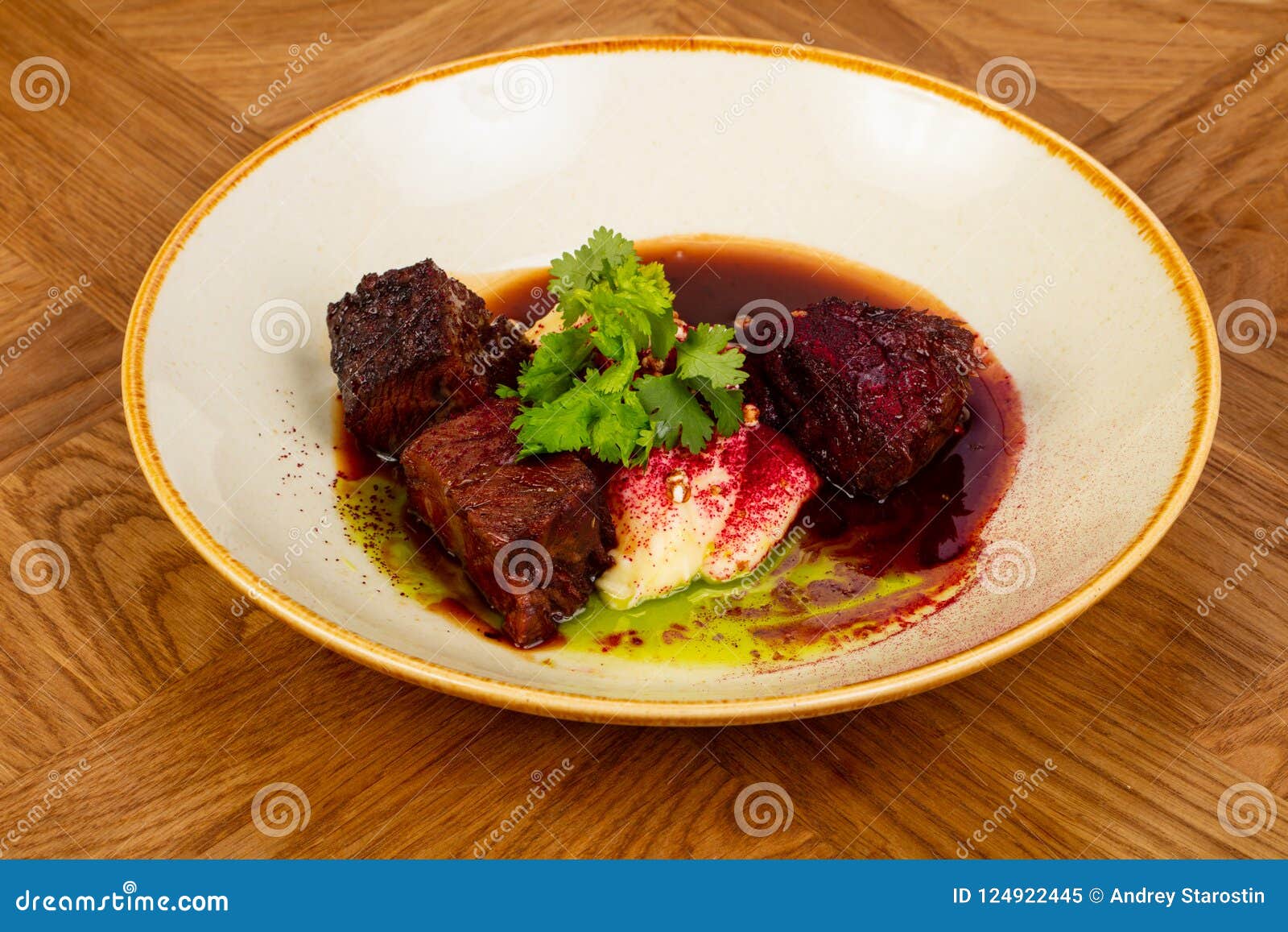 Fried beef cheeks stock image. Image of white, grilled - 124922445
