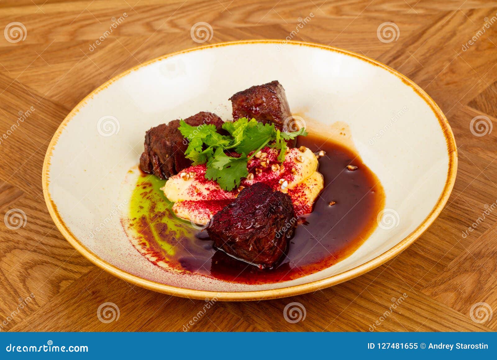 Fried beef cheeks stock image. Image of main, grill - 127481655