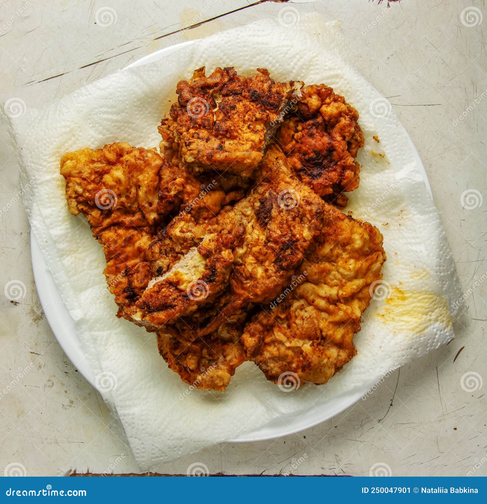 Fried Beef Chops Close-up. Chopped Beef Meat in Batter Stock Image ...