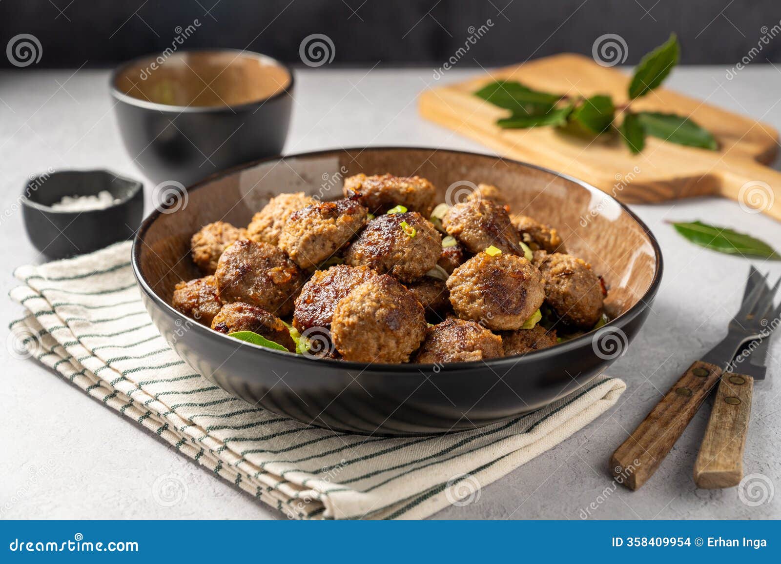 Fried Beef Meat Balls on Bright Background Stock Photo - Image of ...