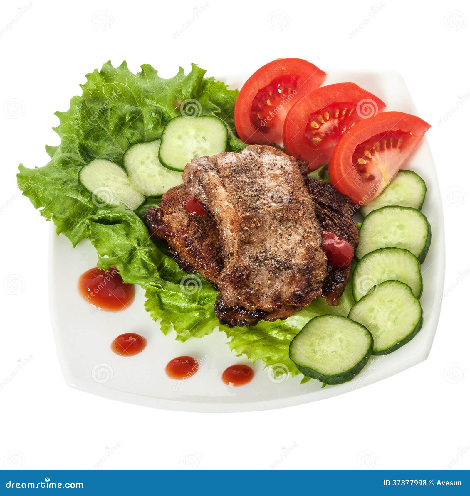 Fried Beef Meat with Vegetable Garnish Stock Photo - Image of garnish ...