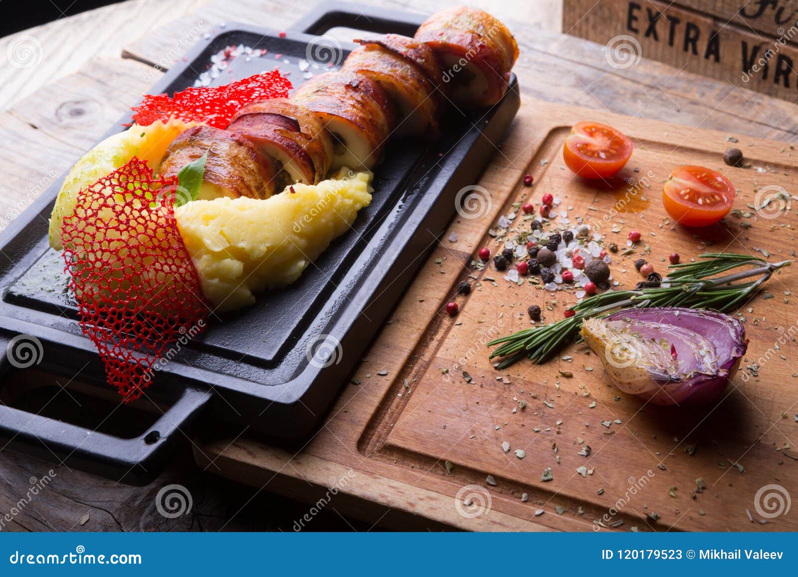 Fried beef roll stock image. Image of lunch, board, dish - 120179523