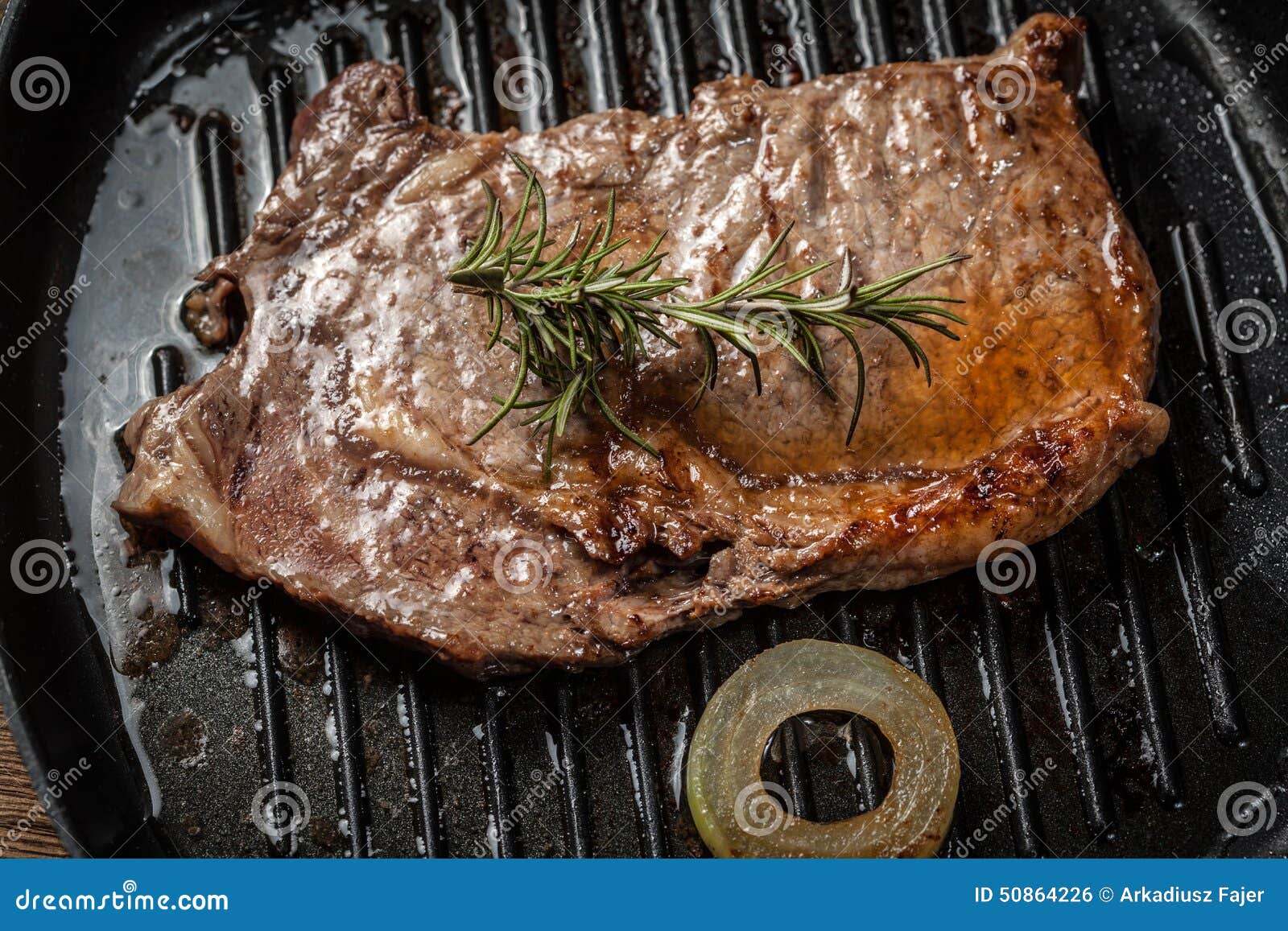 Fried beef steak. stock photo. Image of iron, sirloin - 50864226