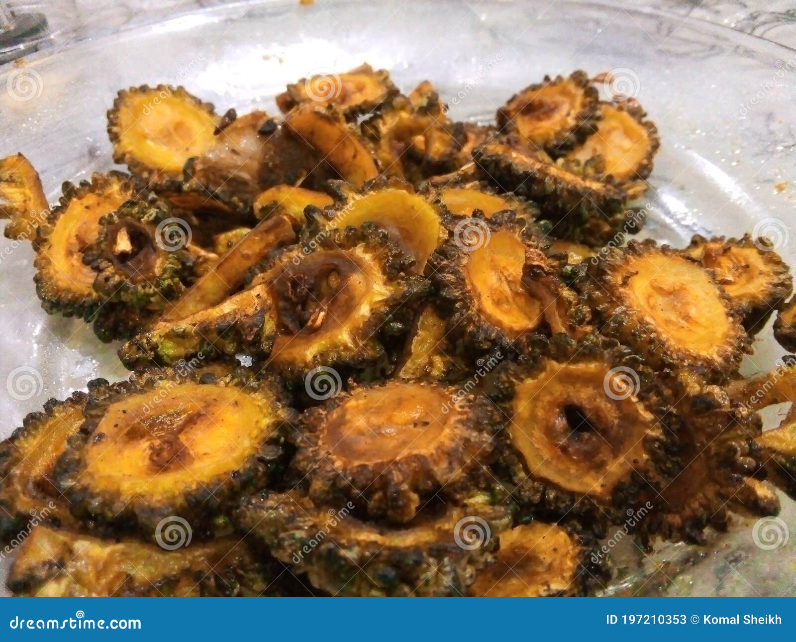 Fried bitter guard stock image. Image of vegetable, fried - 197210353