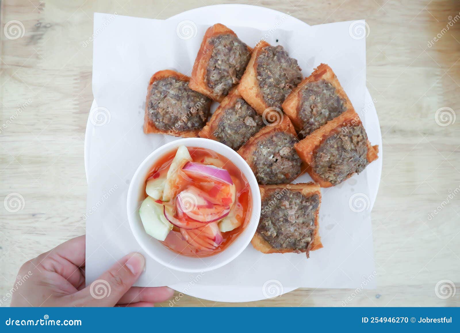 Fried Bread with Minced Pork Spread or Fried Bread with Minced Beef ...