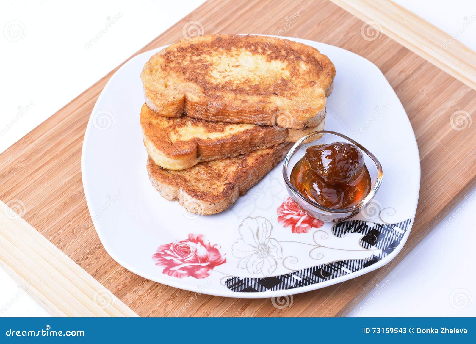 Fried Bread Slices. Bulgarian Breakfast. Stock Image - Image of white ...