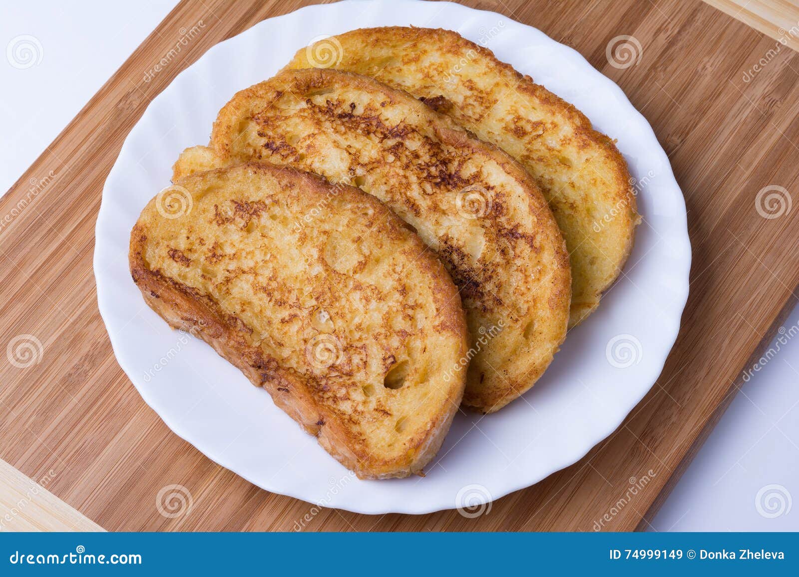 Fried Bread Slices. Bulgarian Breakfast Stock Image - Image of ...