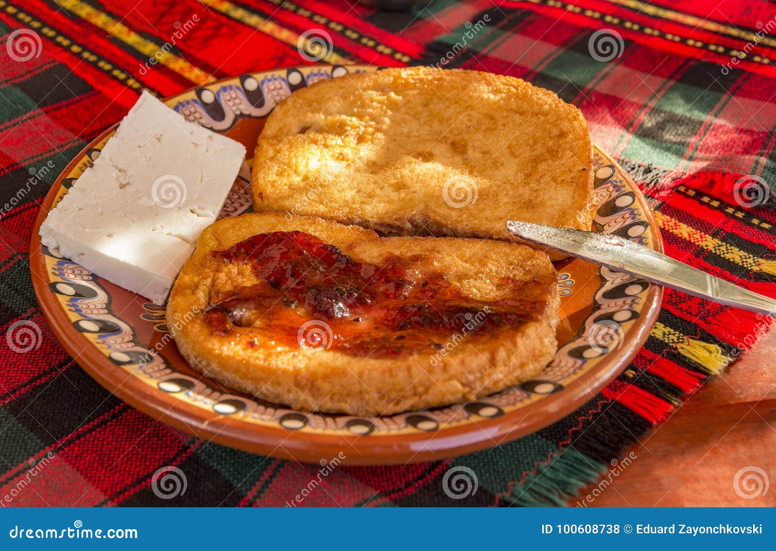 Fried bread slices stock photo. Image of grilled, meal - 100608738