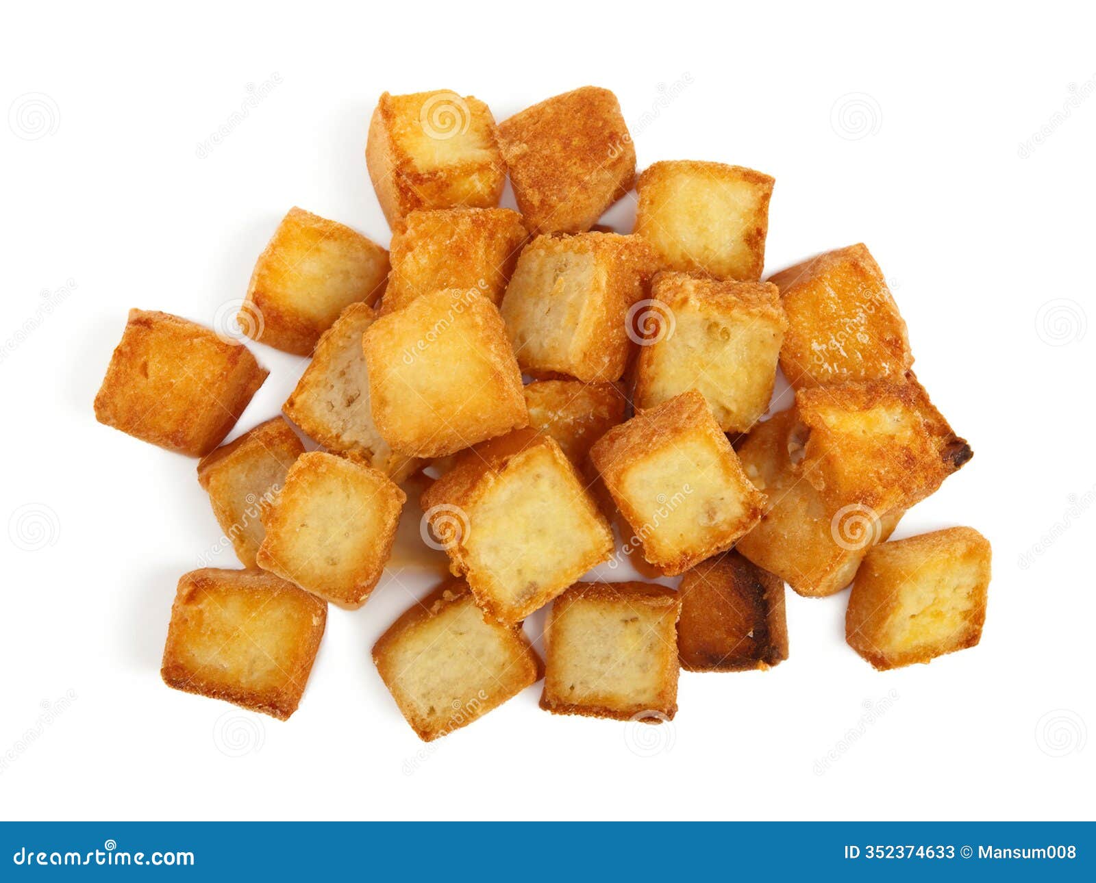 Fried Bread Slices Isolated on White Background Stock Illustration ...