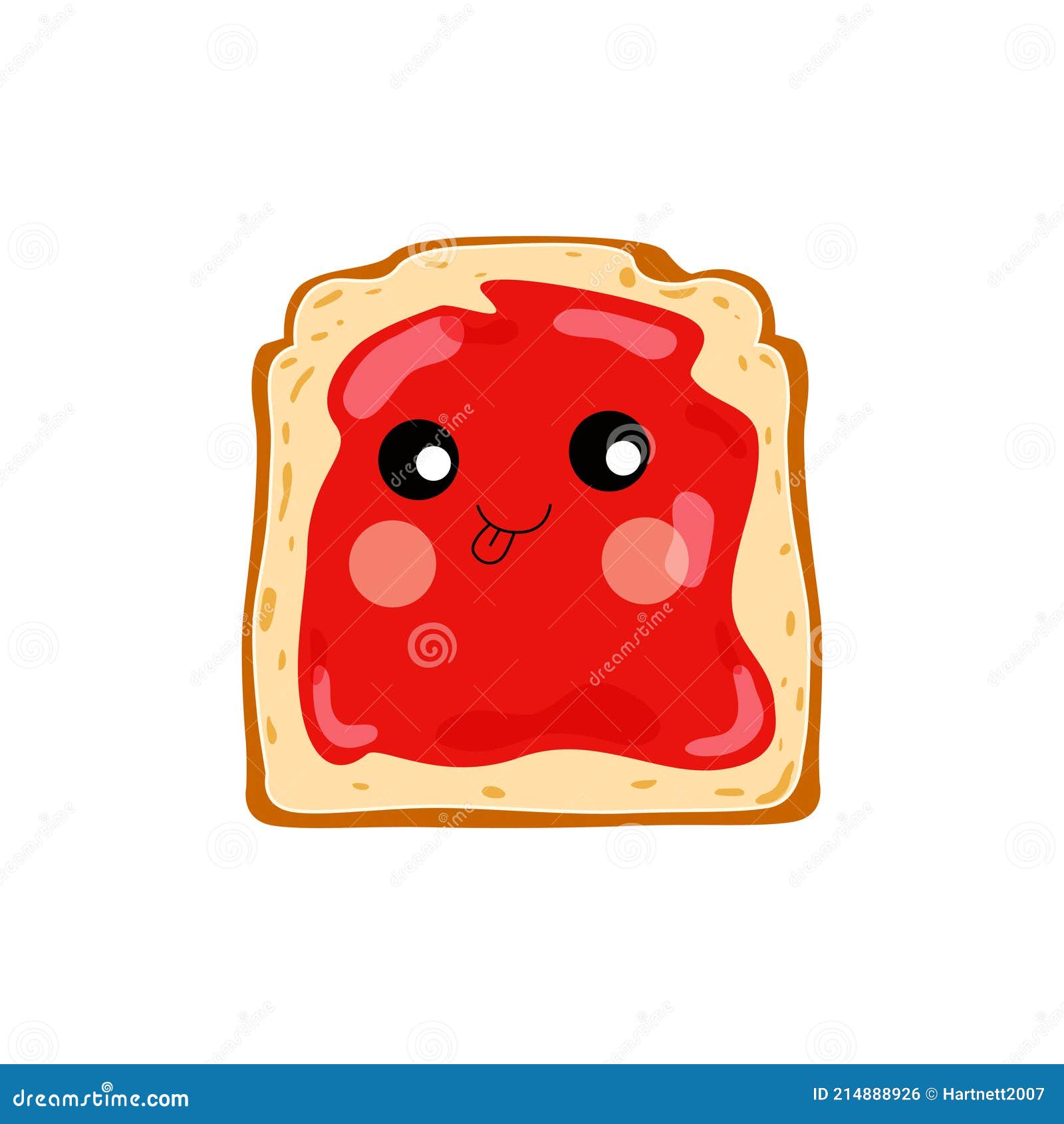 Fried Bread, Toast with Strawberry Jam. Jelly Paste. Made in Cartoon ...