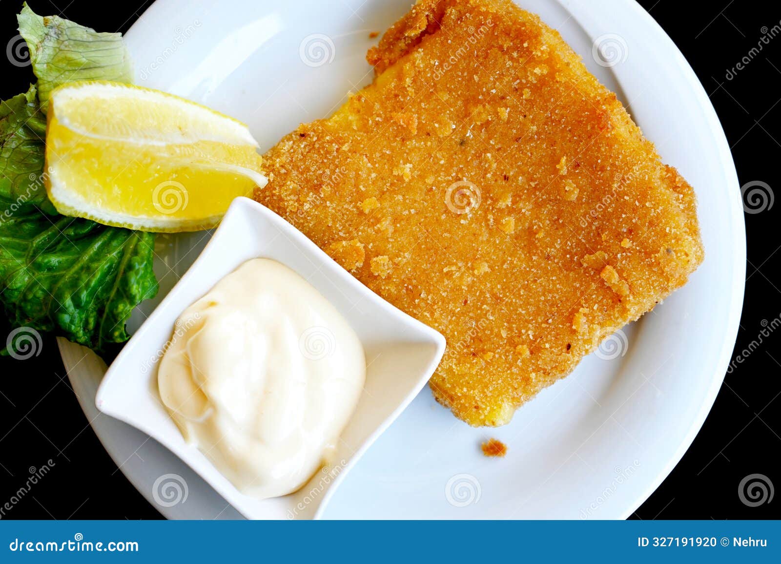 Fried Breaded Cheese Close Up , Served on a Plate Stock Photo - Image ...