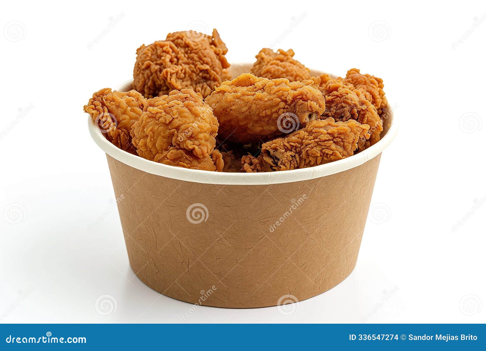 Fried Breaded Chicken in Paper Package, Isolated on White Background ...