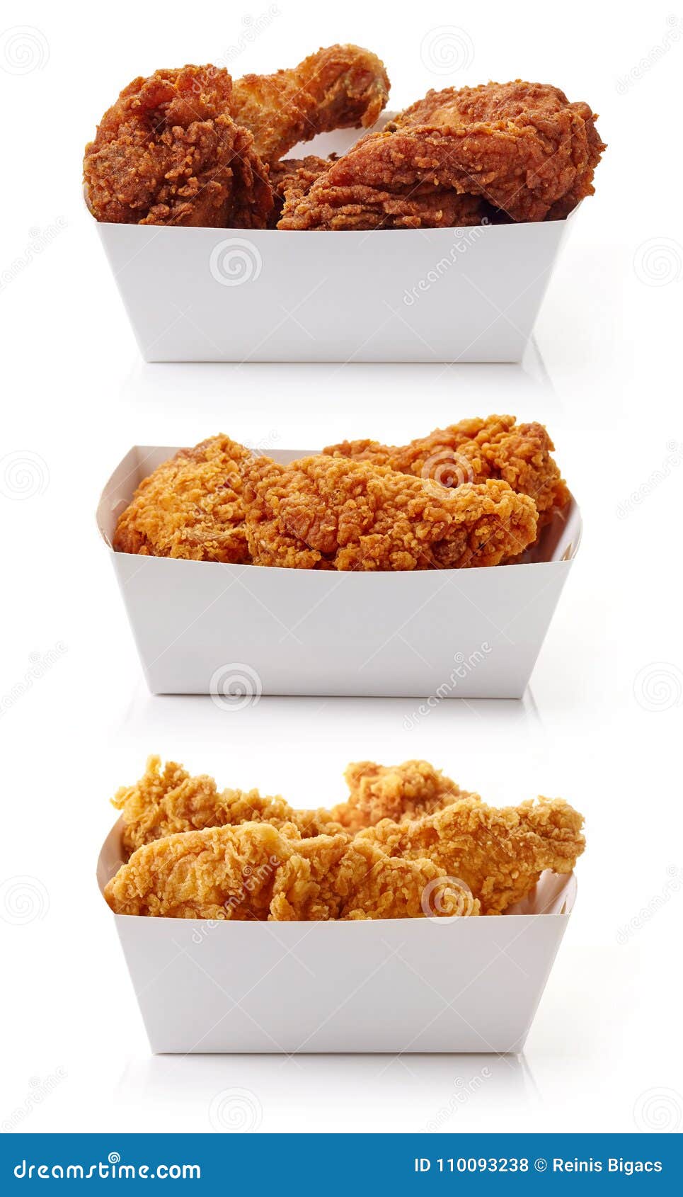 Fried Breaded Chicken in White Cardboard Boxes Stock Photo - Image of ...