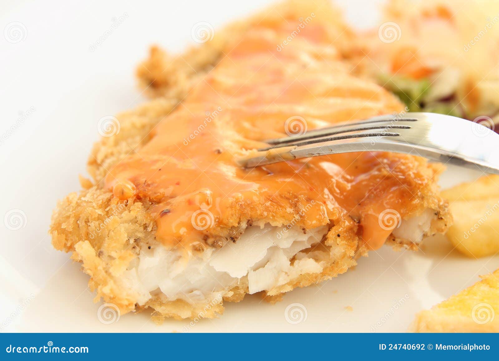 Fried breaded fish steak stock photo. Image of fish, lettuce - 24740692