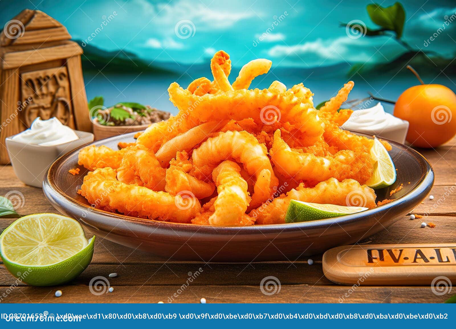 Fried Breaded Squid with Lemon Stock Image - Image of delicious ...