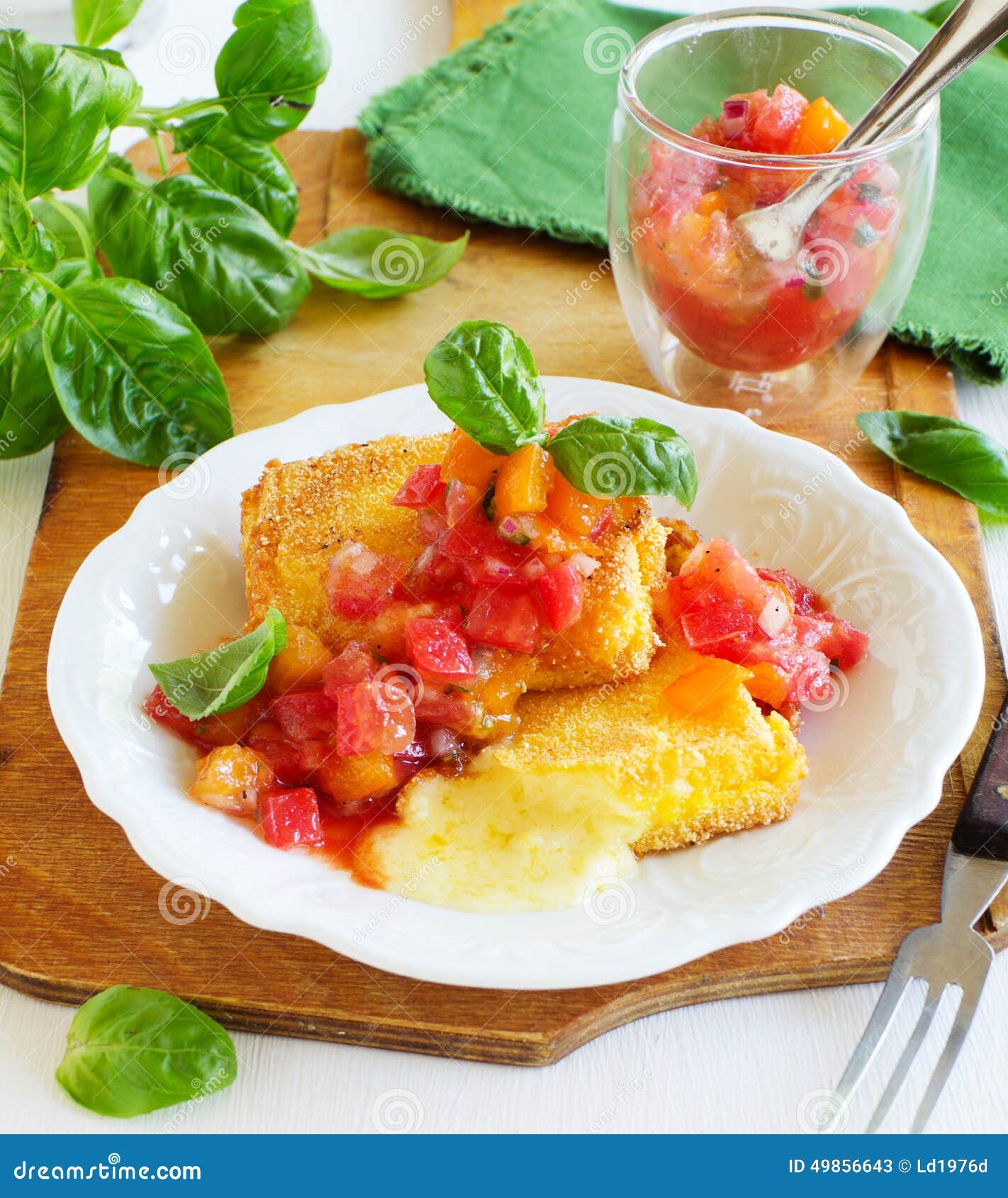 Fried brie stock image. Image of tomato, deep, cheese - 49856643
