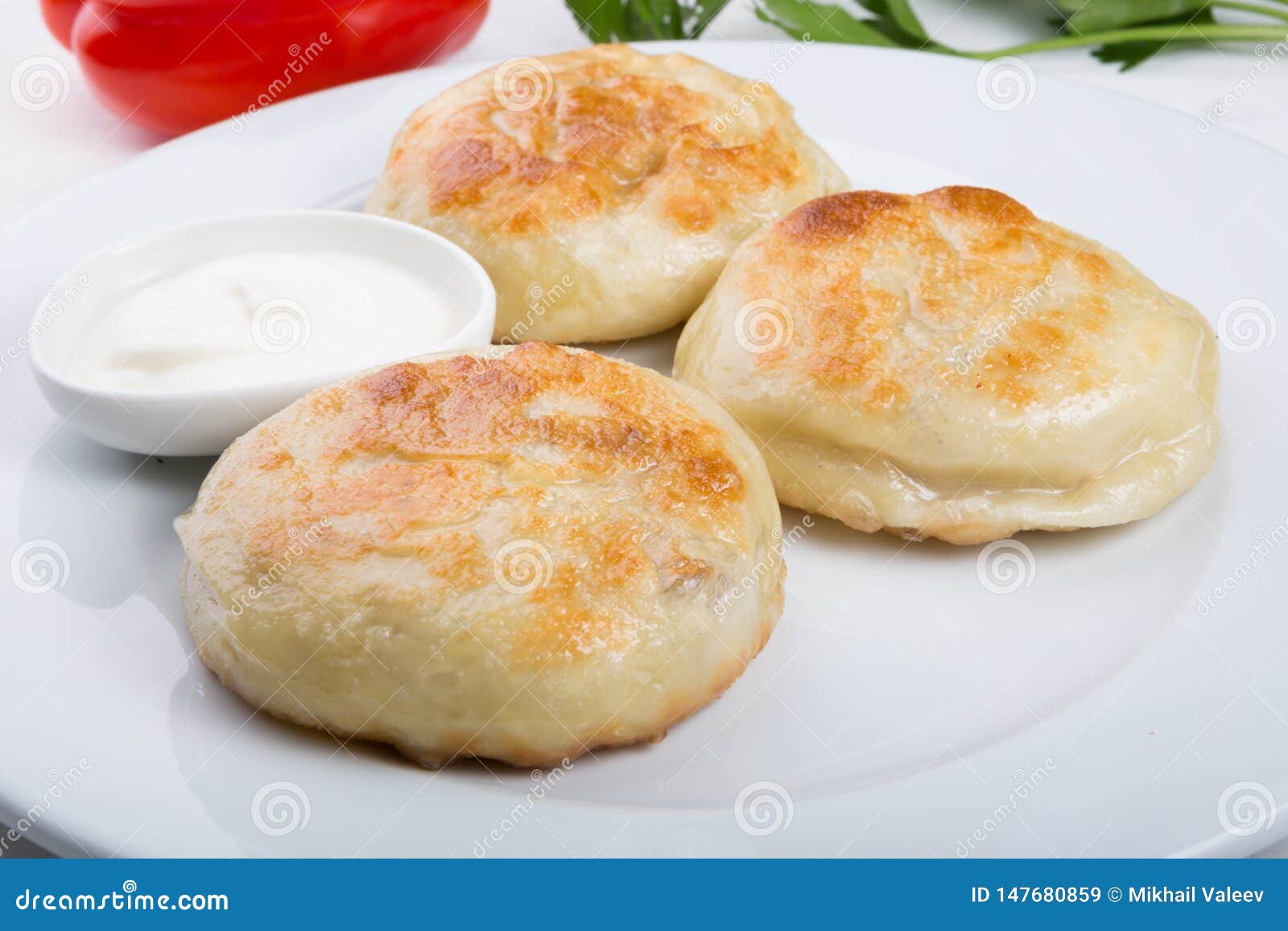 Fried Buns Stuffed with Meat Stock Image - Image of middle, china ...