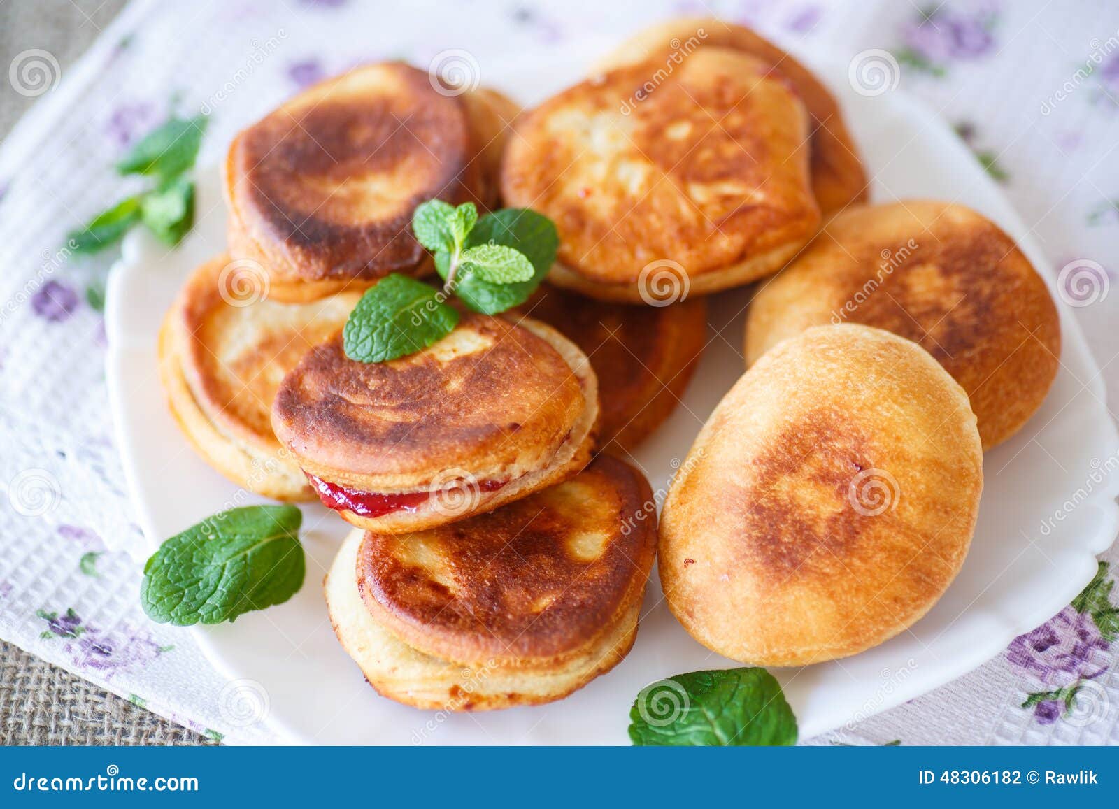 Fried cakes with jam stock photo. Image of cook, liquid - 48306182