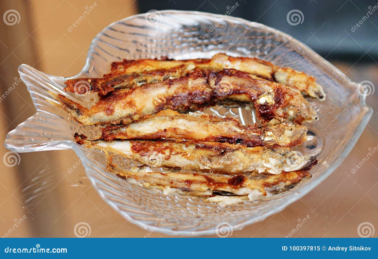 Fried capelin fish. stock image. Image of dishes, delicious - 100397815