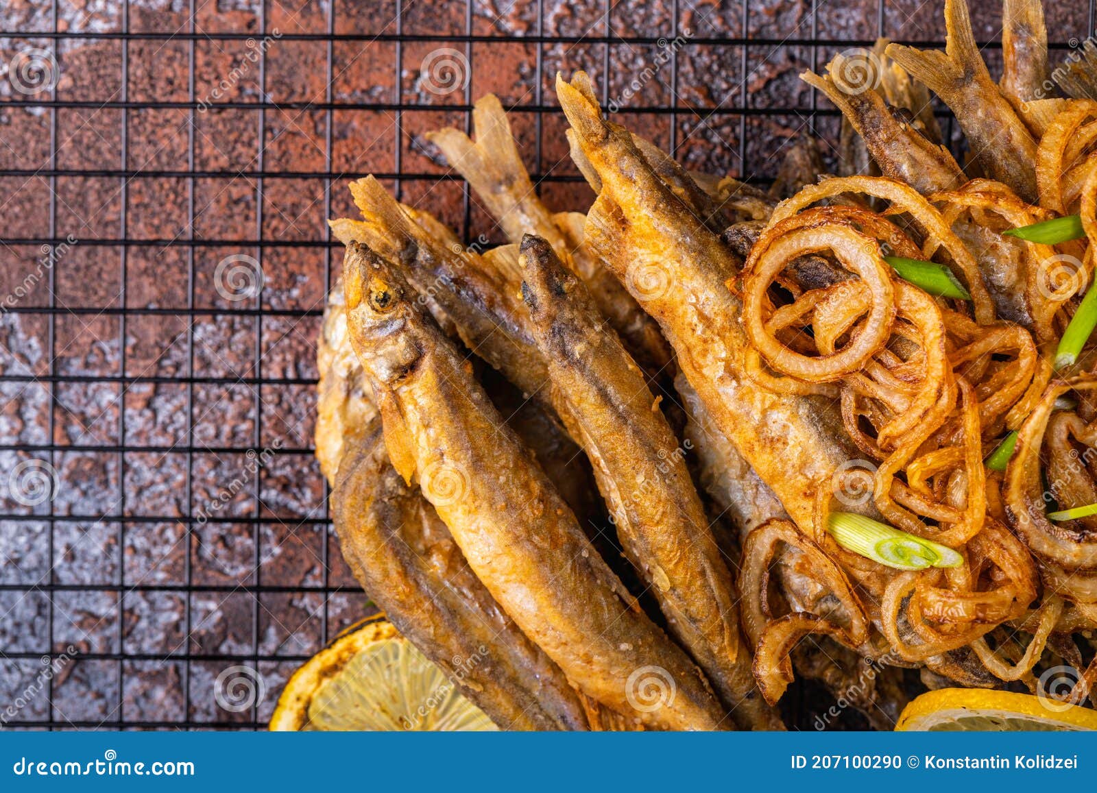 Fried Capelin with Lemon and Onion. Stock Photo - Image of crispy, diet ...