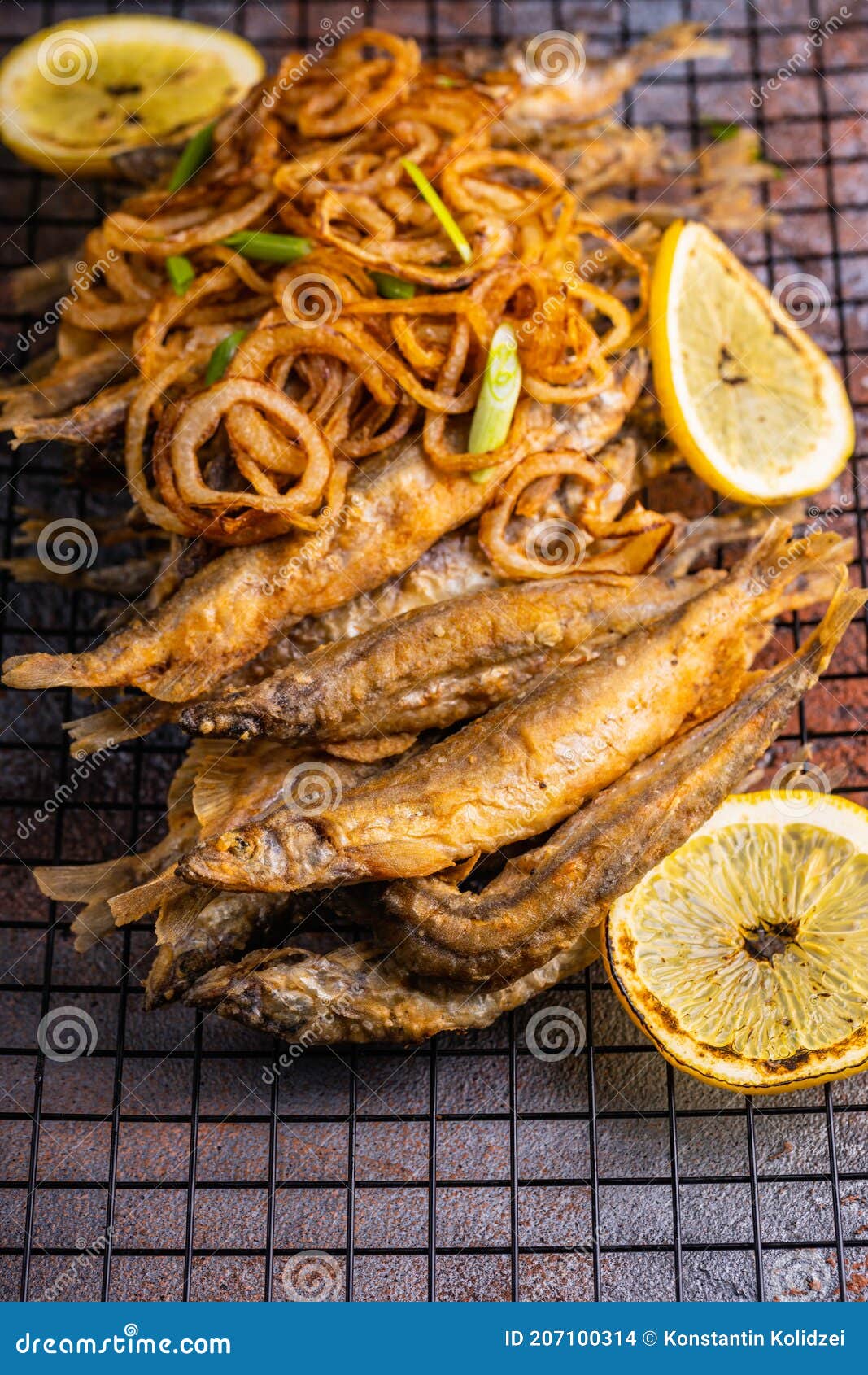 Fried Capelin with Lemon and Onion. Stock Photo - Image of lunch ...