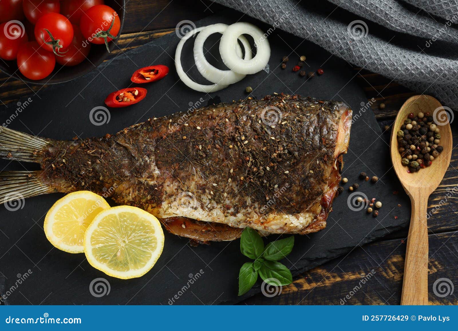 Fried Carp Fish on the Table Stock Image - Image of grilled, diet ...