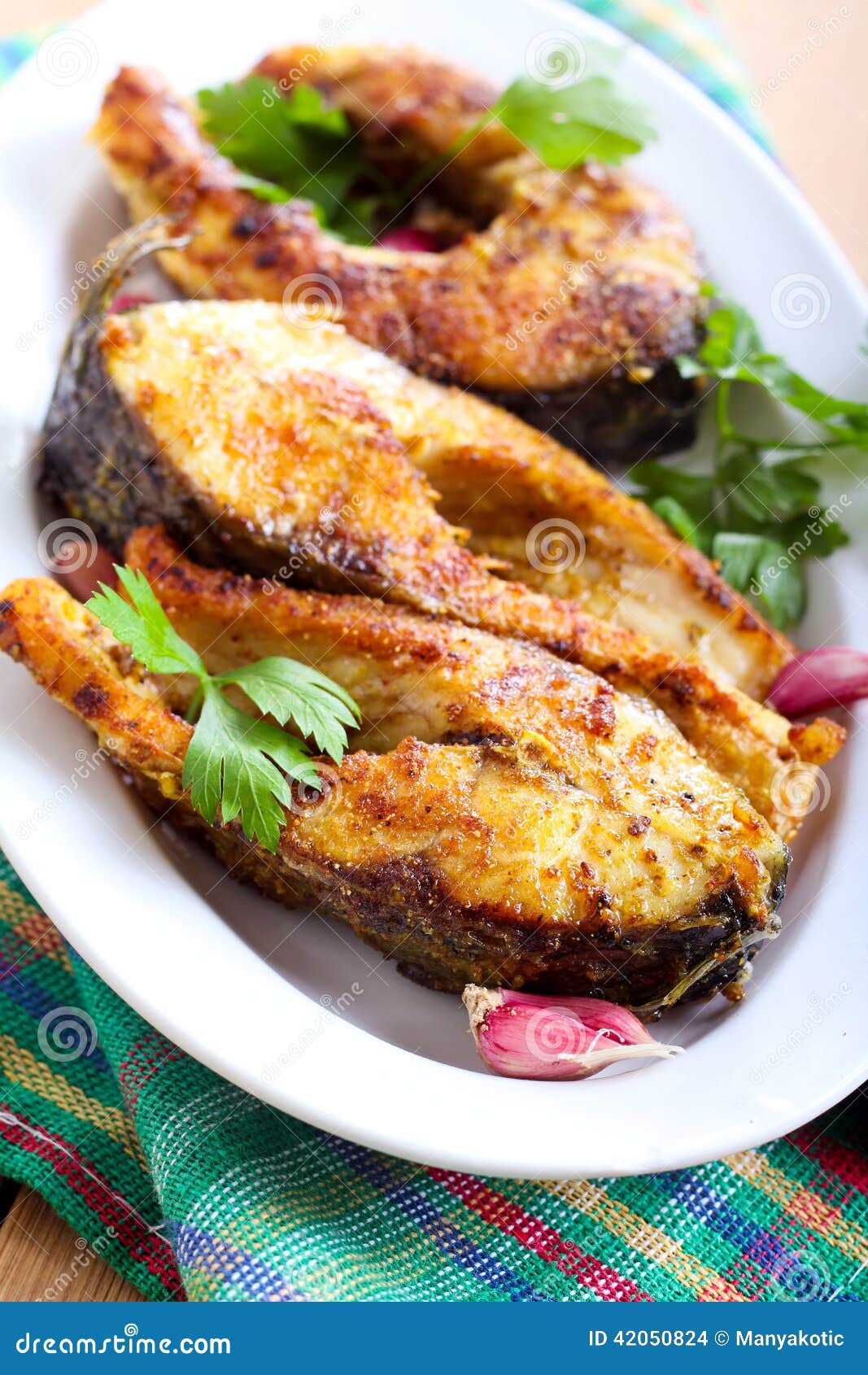 Fried carp pieces stock photo. Image of slices, carp - 42050824