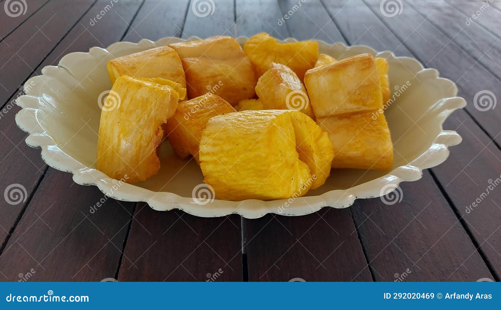 Fried Cassava is Cracked, Soft and Tender Stock Image - Image of soft ...