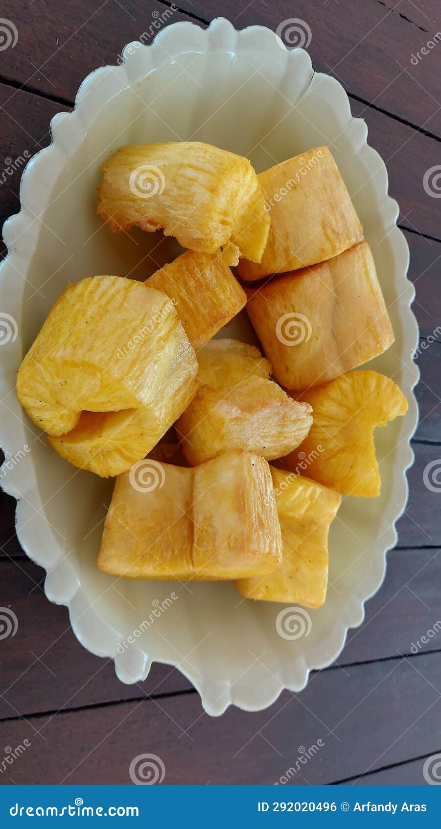 Fried Cassava is Cracked, Soft and Tender Stock Photo - Image of ...