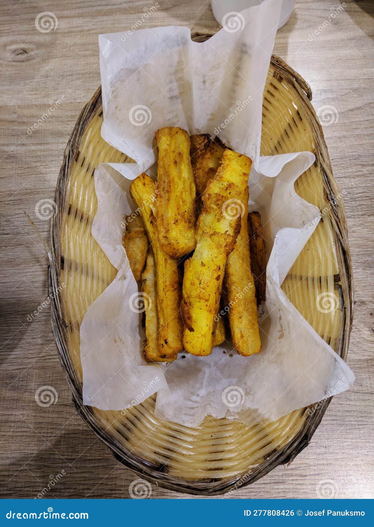 Fried Cassava In Wood Background Royalty-Free Stock Image ...