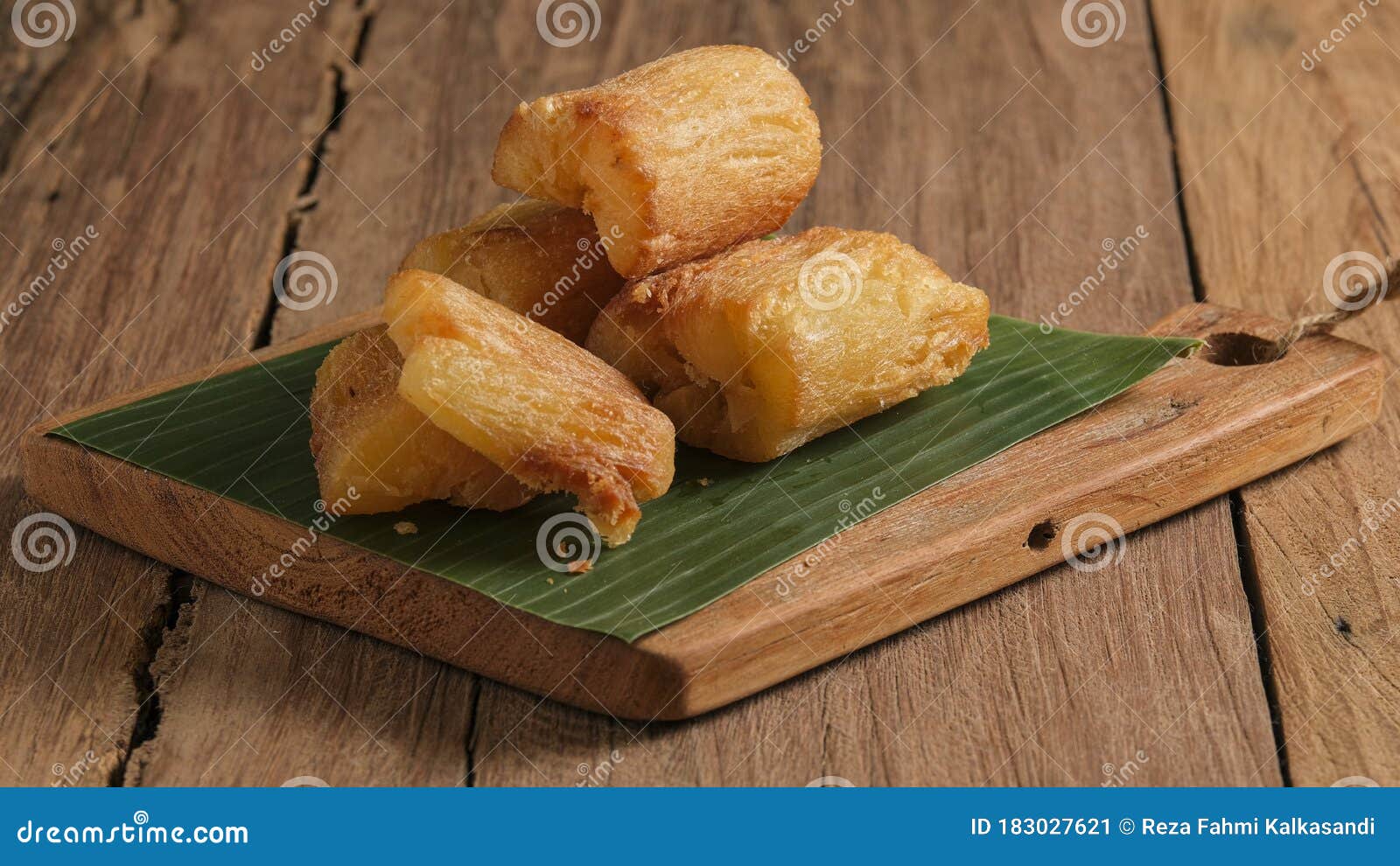 Fried Cassava Served on Wooden Table Stock Image - Image of kitchen ...