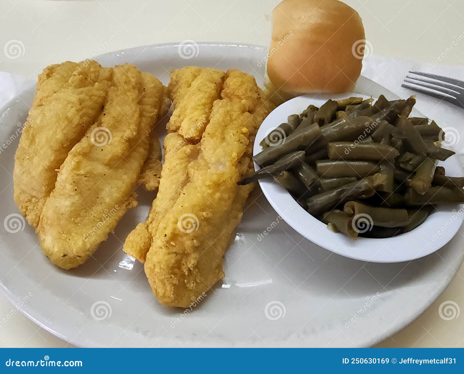 Fried Catfish Dinner Platter Stock Image - Image of roll, southern ...