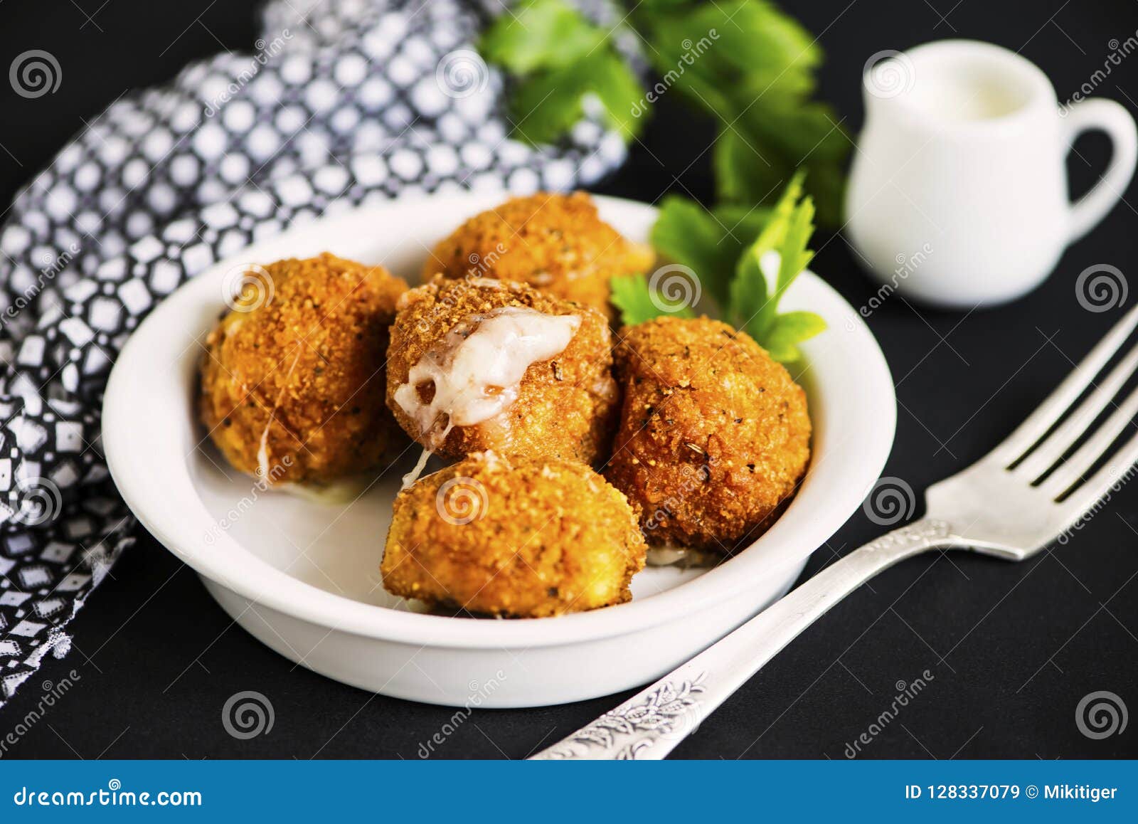 Fried Cheese Balls in Batter with Mozzarella Stock Image - Image of ...