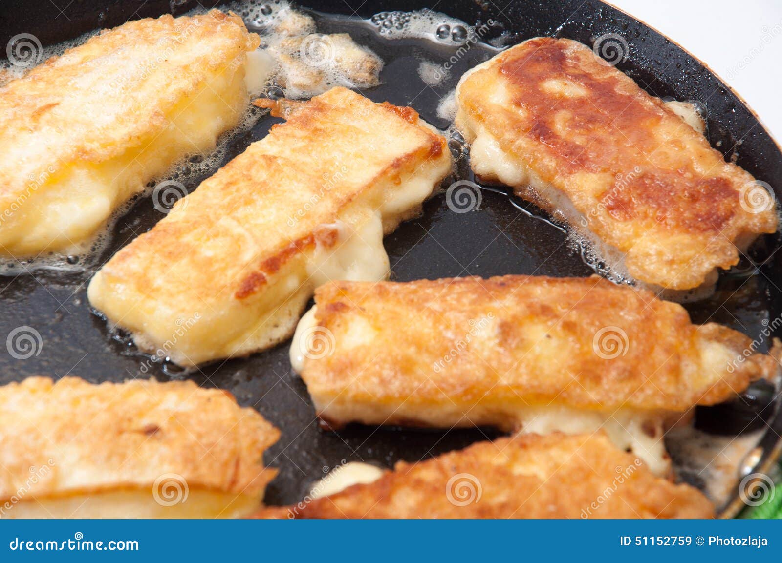 Fried Cheese in Hot Oil in a Frying Pan Stock Image - Image of diet ...
